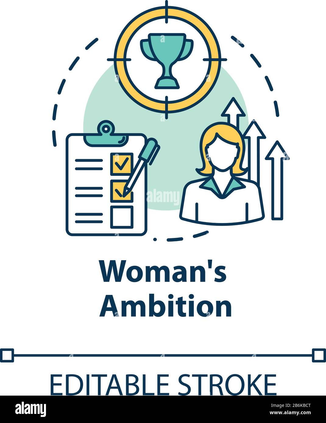 Womans ambition concept icon. Career opportunities. Work aspirations ...