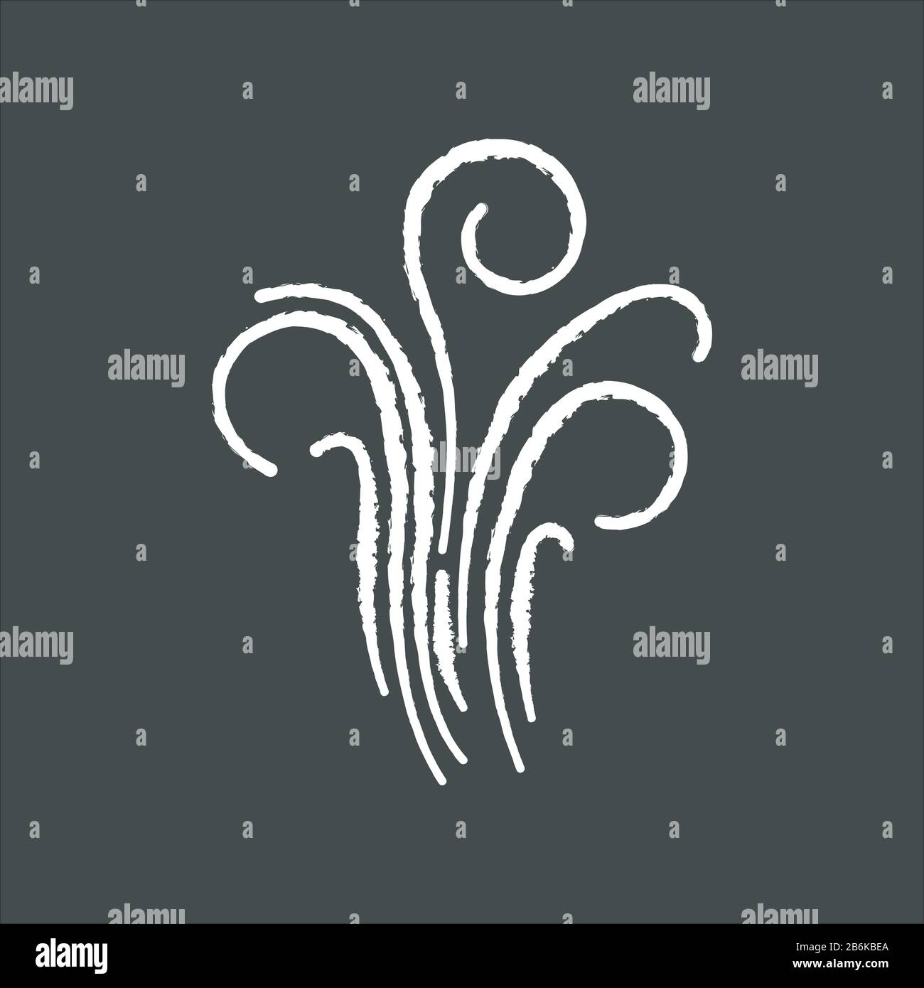 Air swirl chalk white icon on black background. Cold fresh wind gust ...