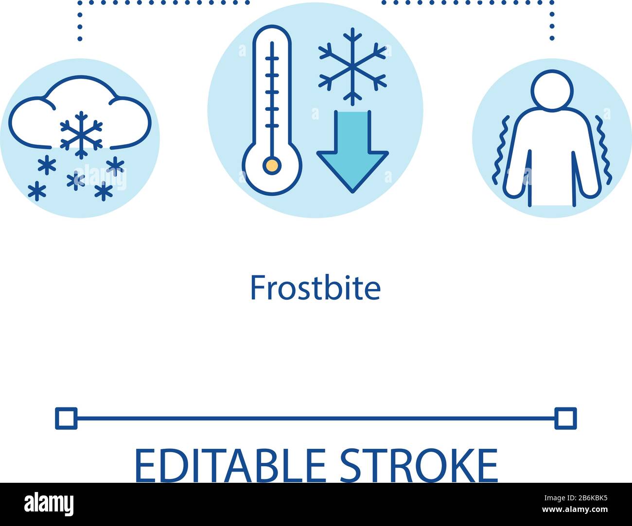 Frostbite, skin freezing concept icon. Low temperature effect, winter ...