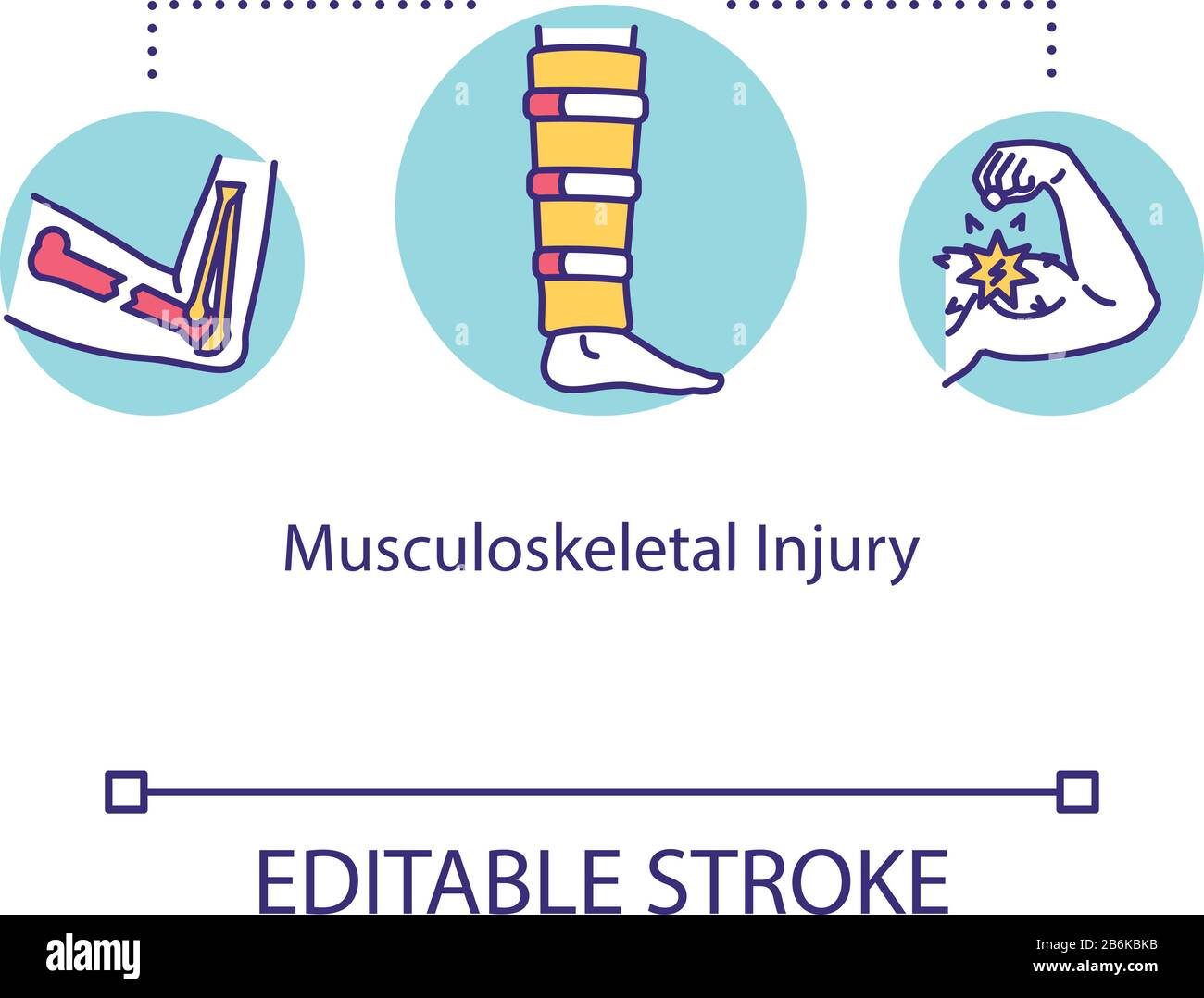 Musculoskeletal injury concept icon. Muscular and skeletal systems ...