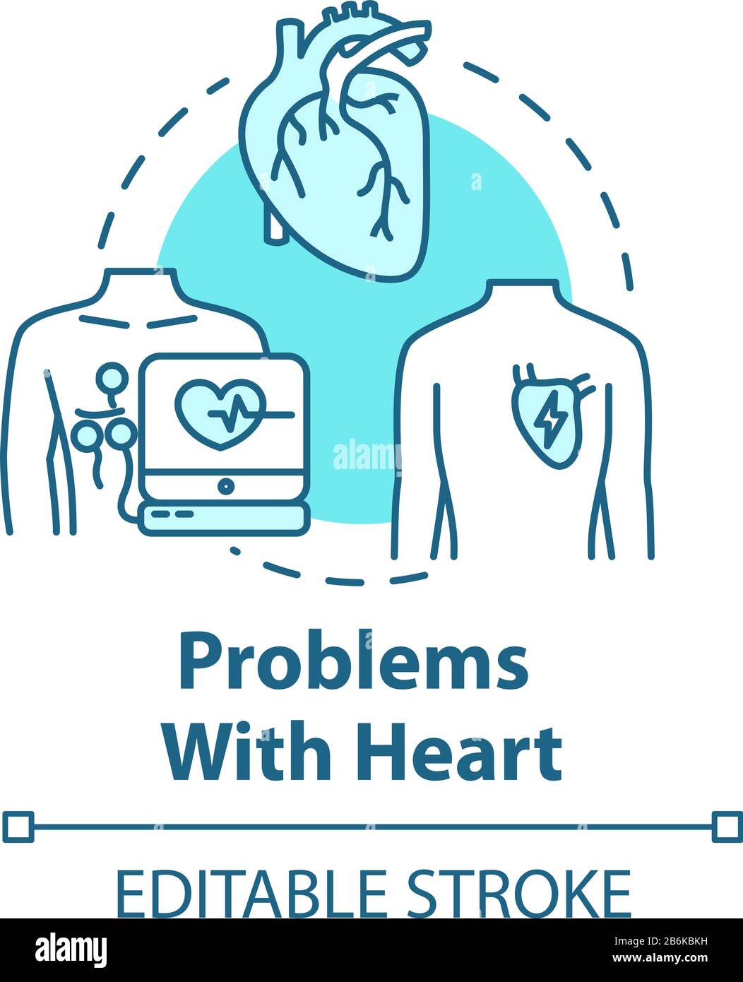 Problems with heart concept icon. Heart stroke. Emergency medical ...