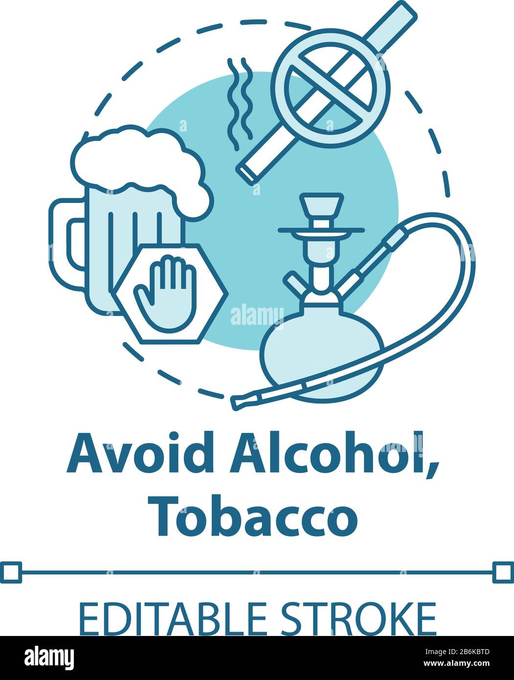 Avoid alcohol and tobacco concept icon. Give up bad habit. Refuse beer ...