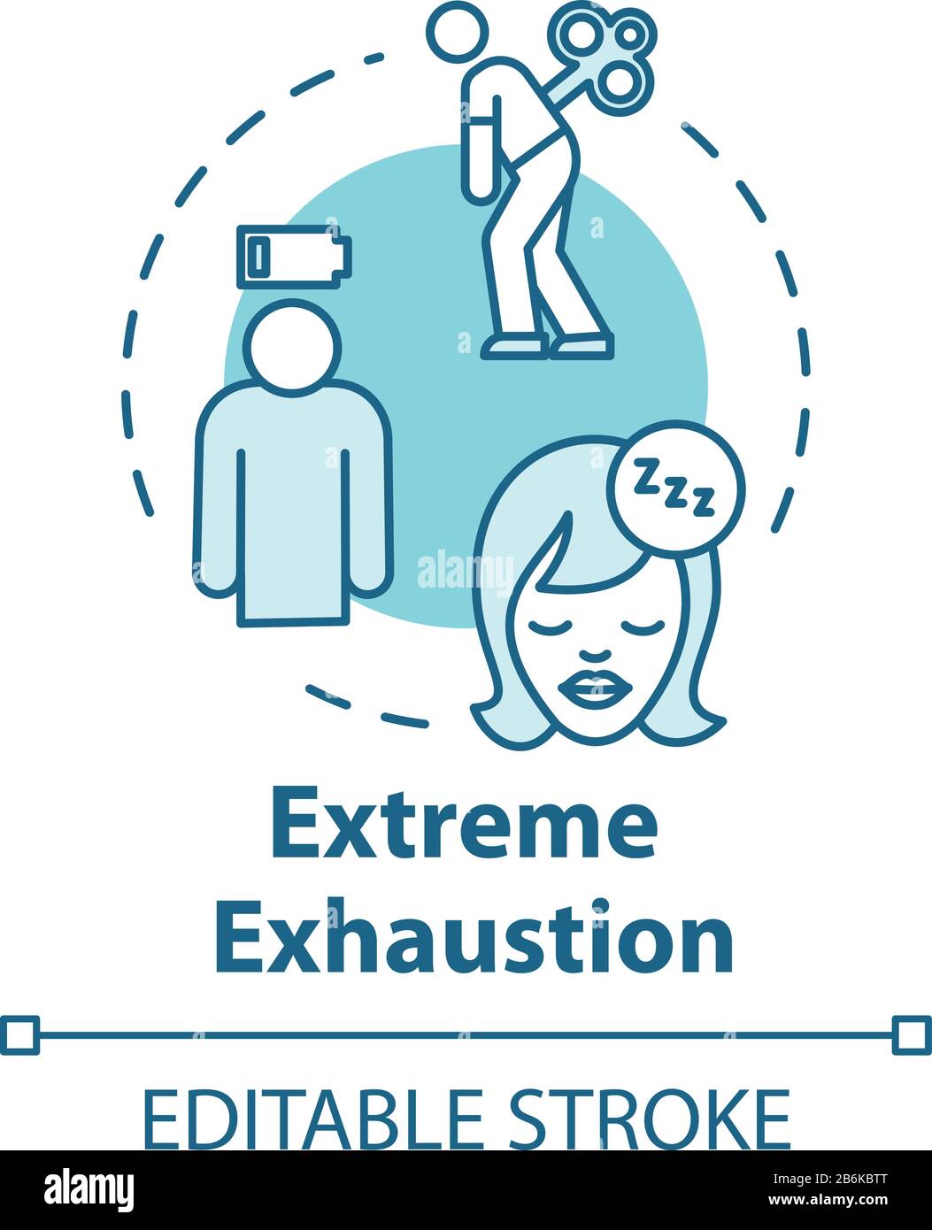 Extreme exhaustion concept icon. Sleep need. Overwork and burnout ...