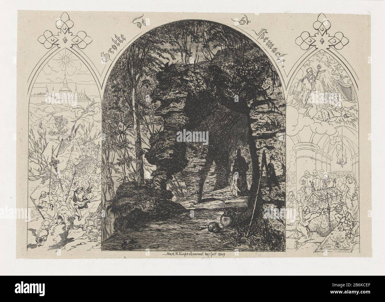 Triptych with scenes from the life of saint Remacle. In the middle is ...