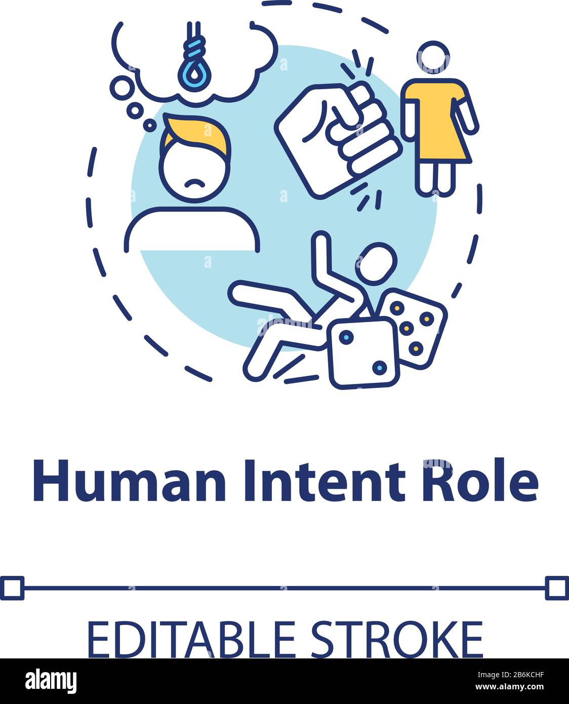 Human intent role concept icon. Injury cause, traumatism psychological ...