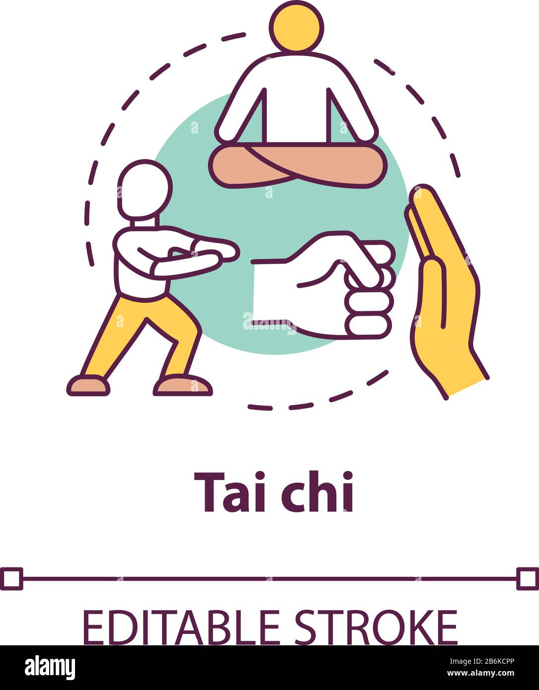 Tai chi concept icon. Traditional chinese martial art idea thin line ...