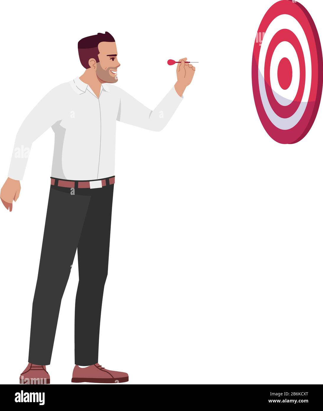 Businessman setting goals semi flat RGB color vector illustration ...