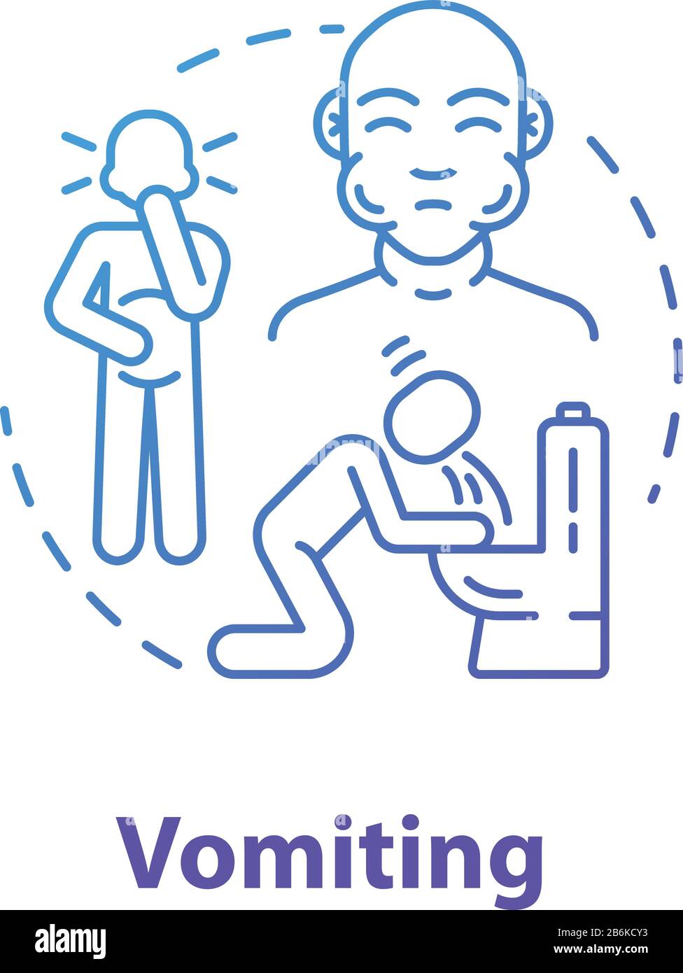 Vomiting concept icon. Person unwell. Stomach poisoning. Puking from ...