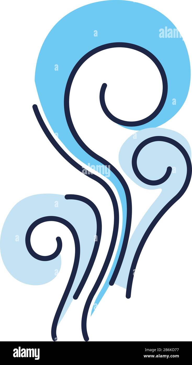 Wind blue RGB color icon. Fresh air swirl. Good smell, perfume scent ...