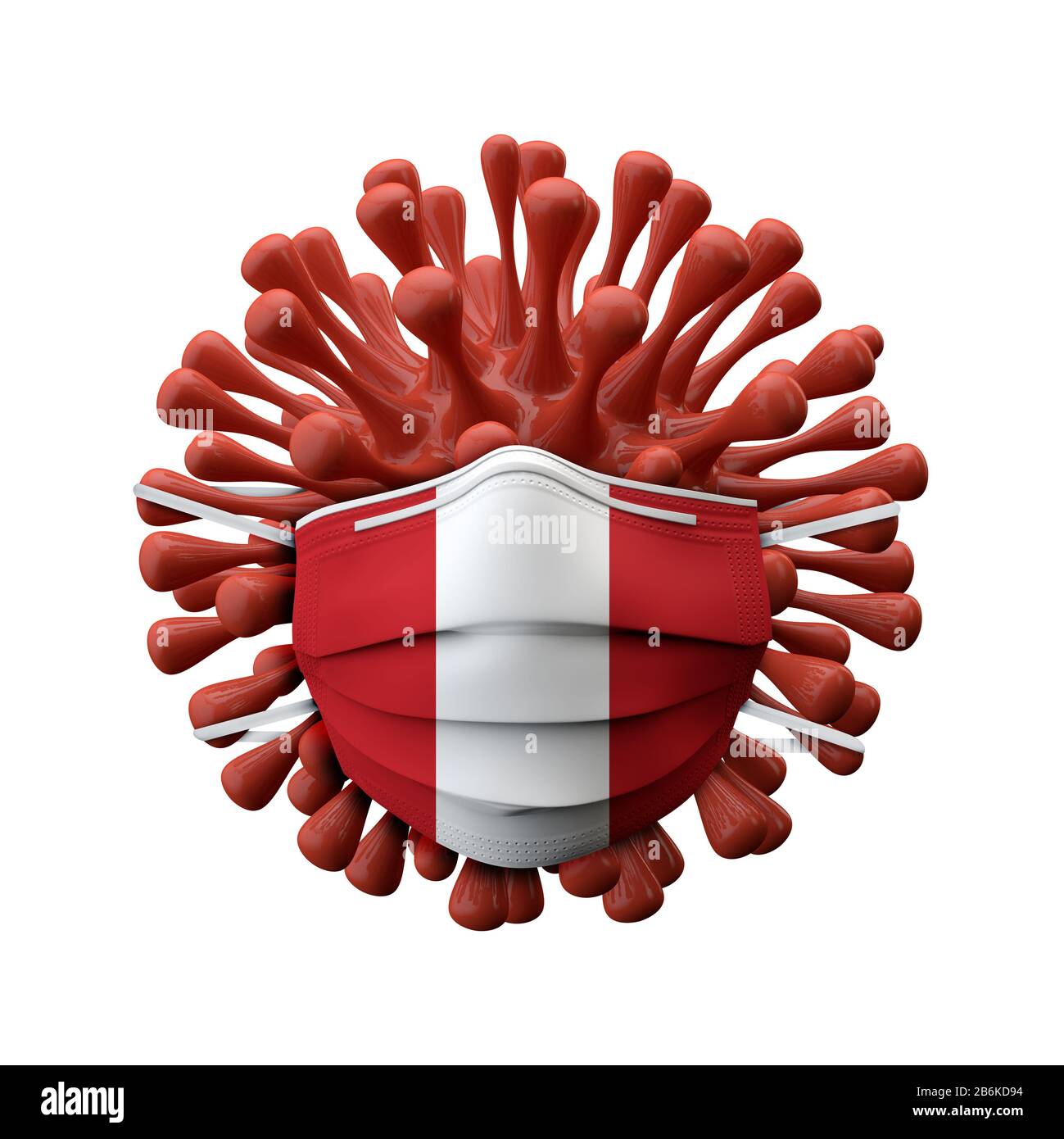 Peru flag protective mask on a virus bacteria. 3D Render Stock Photo ...