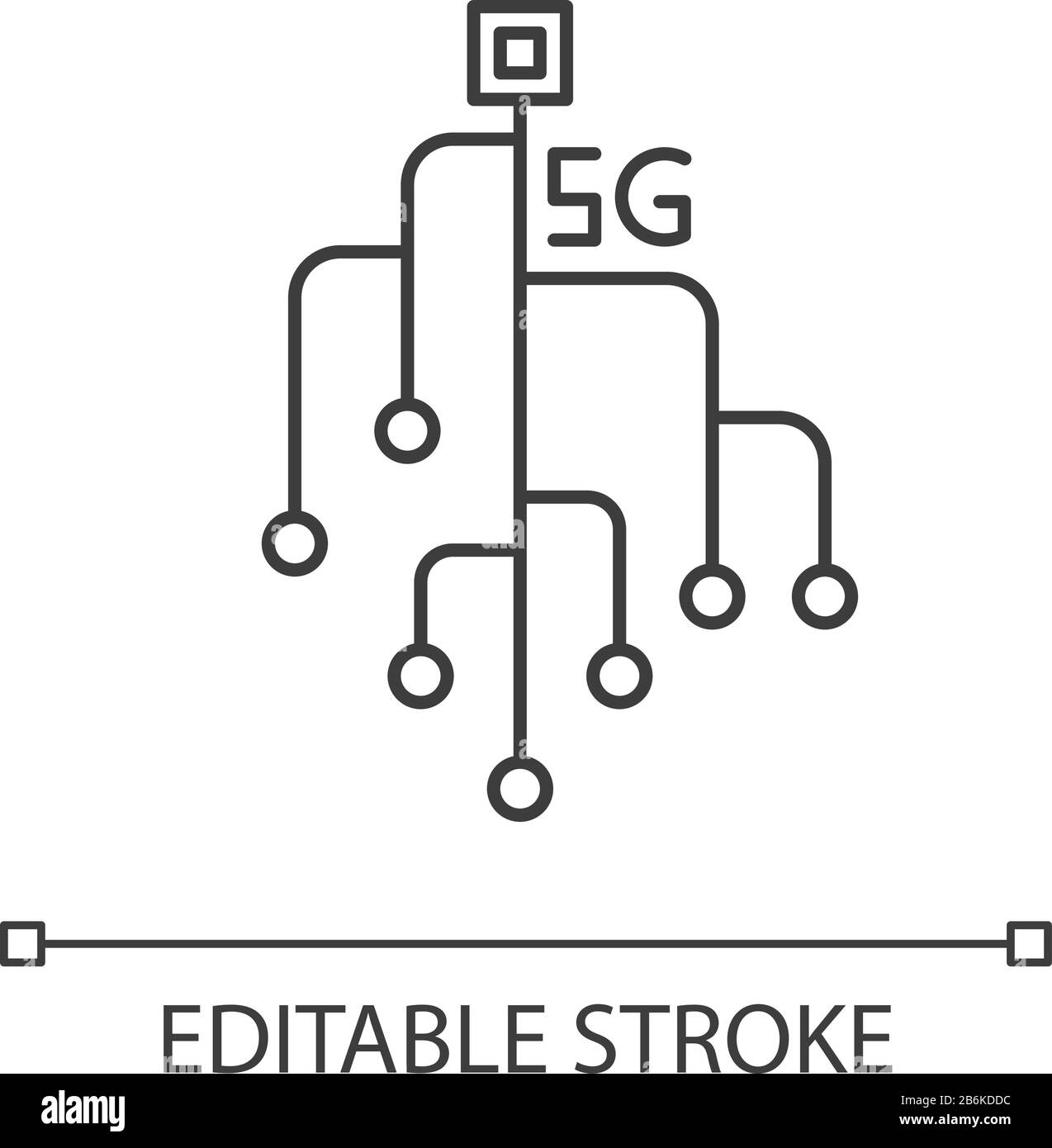 5G chip pixel perfect linear icon. Microchip, microcircuit. Mobile ...