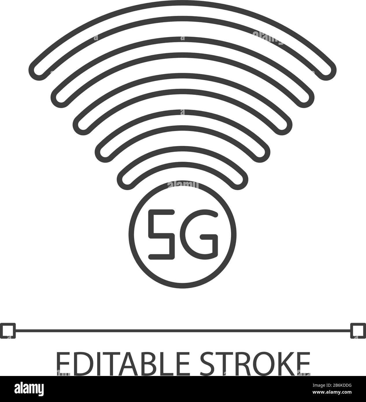 5G signal indicator pixel perfect linear icon. Internet connection ...