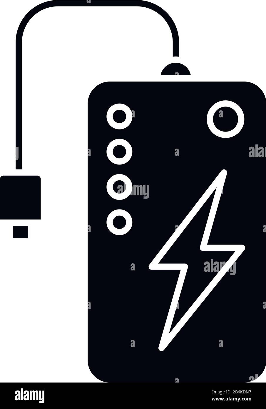 Power bank black glyph icon. Powerbank. Portable battery. Energy source ...