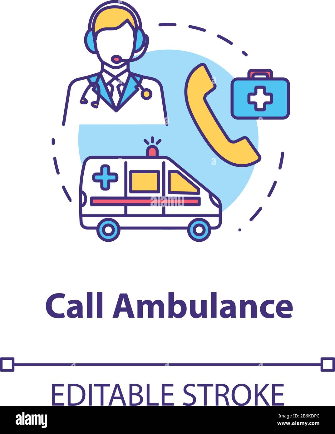 Call ambulance, first aid concept icon. Life saving, medical service ...