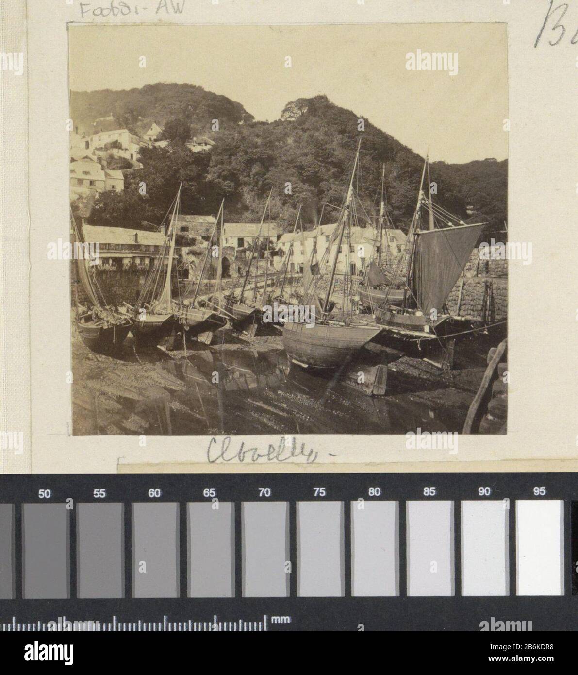 Dry Fallen ships in port, possibly in Clovelly Onderdeel van Album met ...
