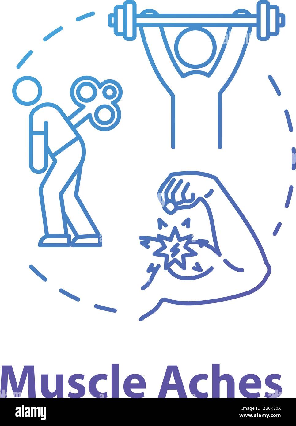 Muscle aches concept icon. Medical problem. Physical strain. Arm ...