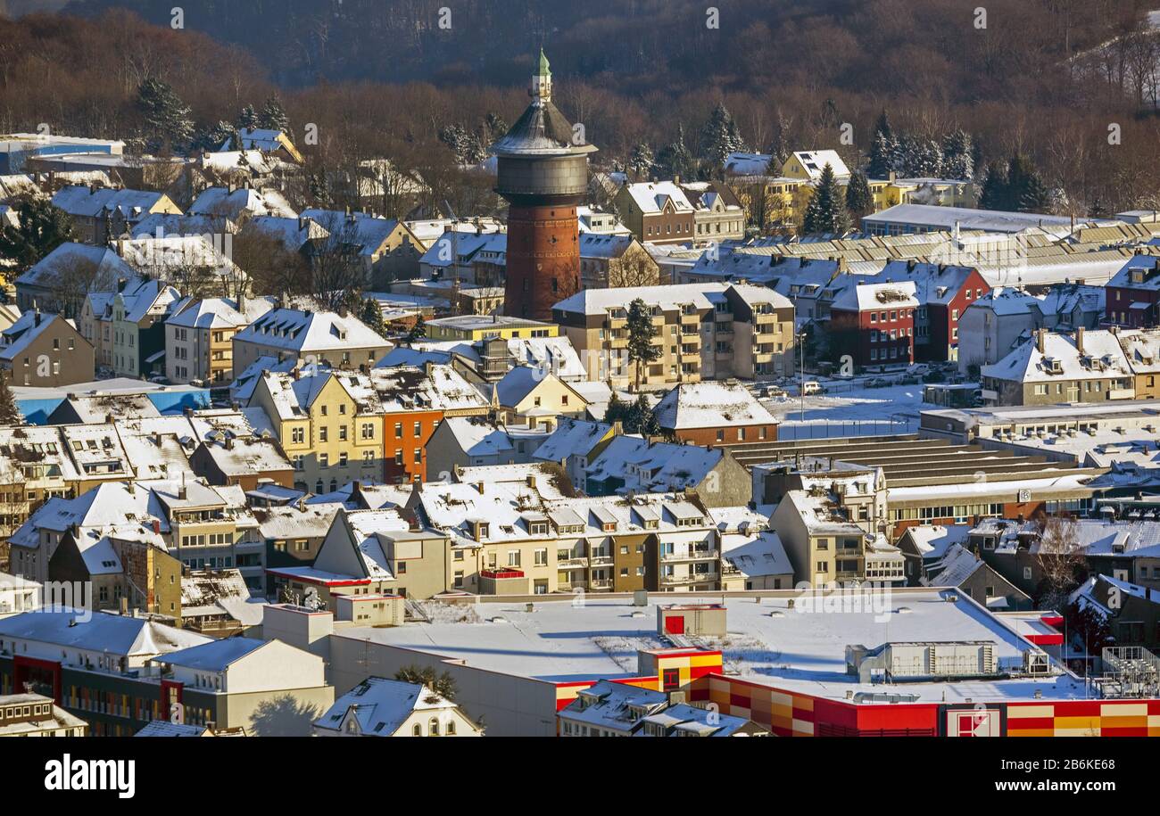 , Old Water Tower at Steeger Street in Velbert in winter, 28.12.2014 ...