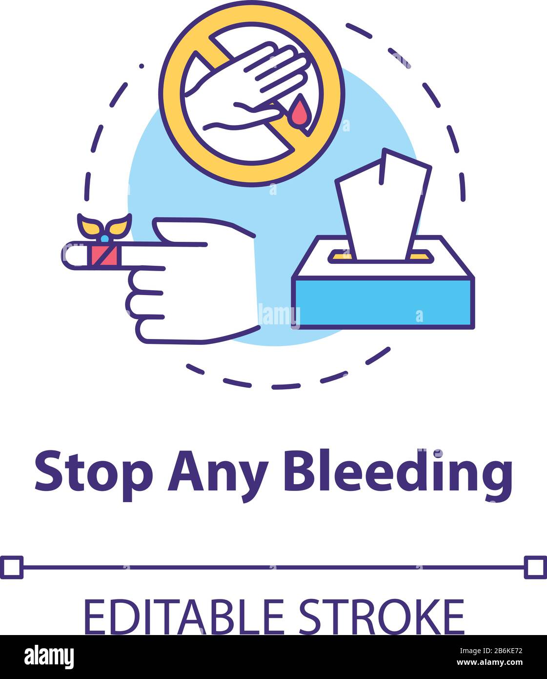 Stop bleeding recommendation concept icon. First aid, medical course ...
