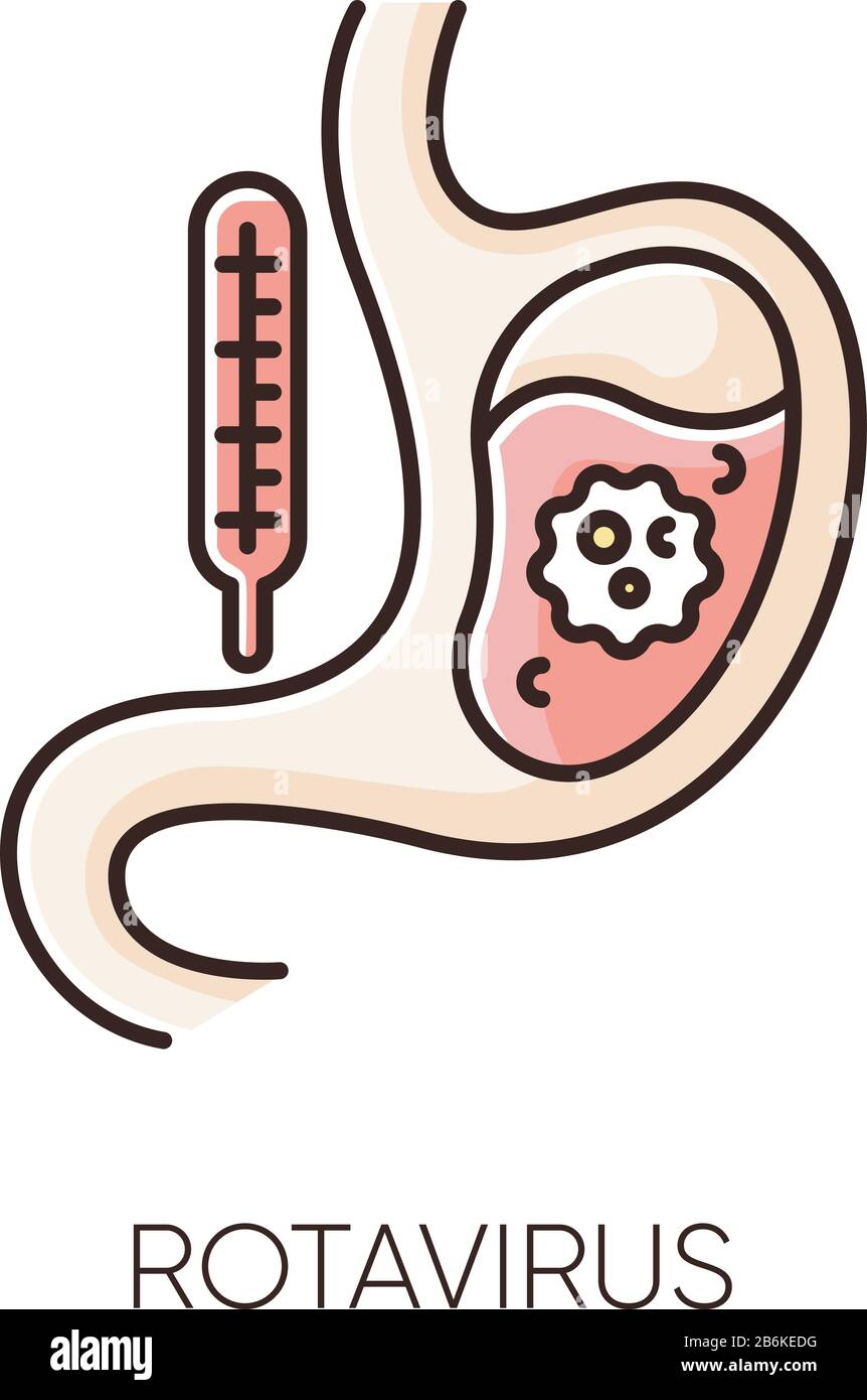 Rotavirus RGB color icon. Bacterial gastroenteritis, infectious ...
