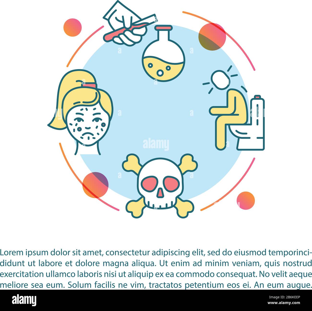 Poisoning symptoms concept icon with text. Intoxication, chemical ...
