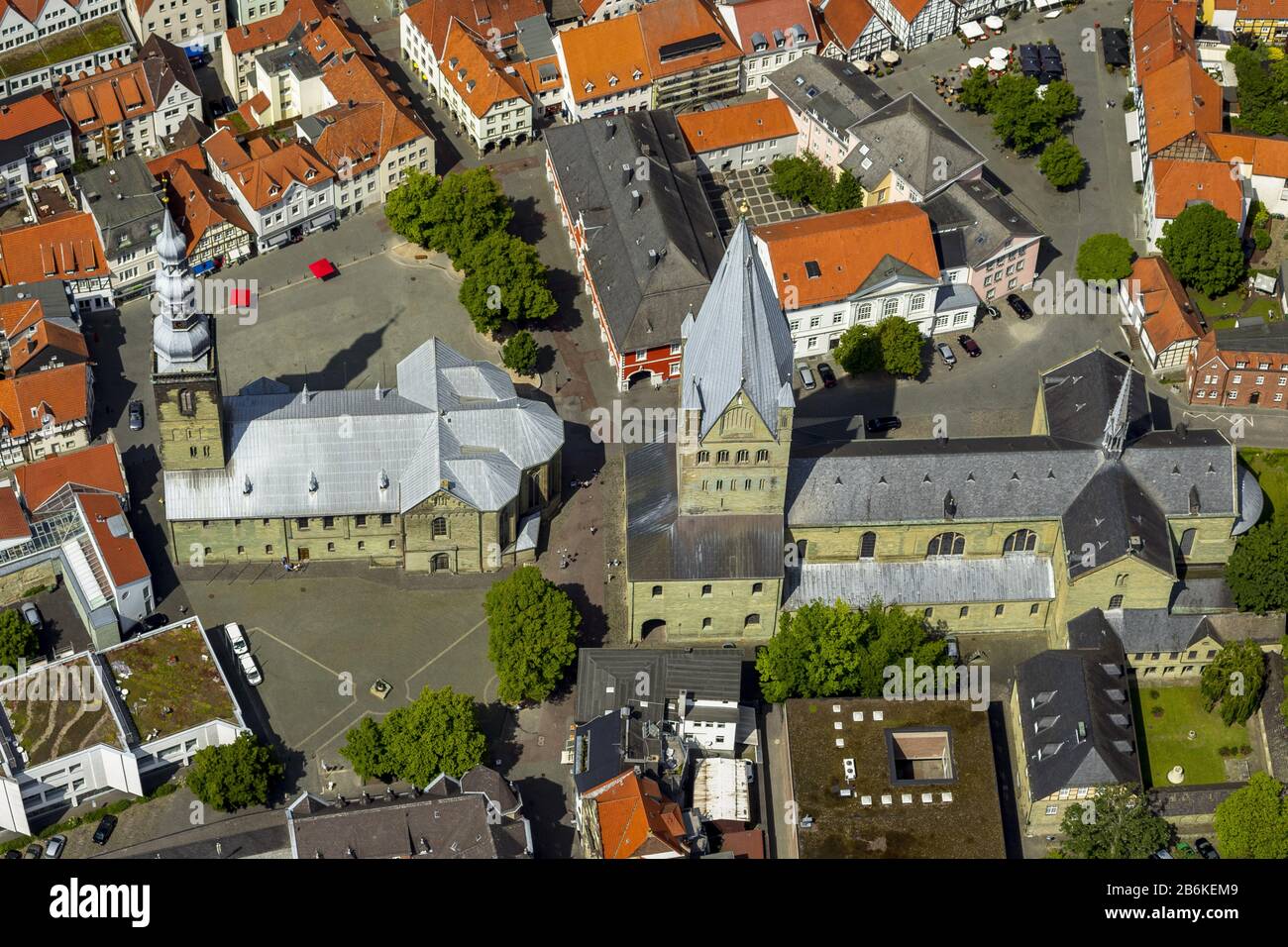 city centre of Soest with cathedral St.-Patrokli and church St. Petri ...