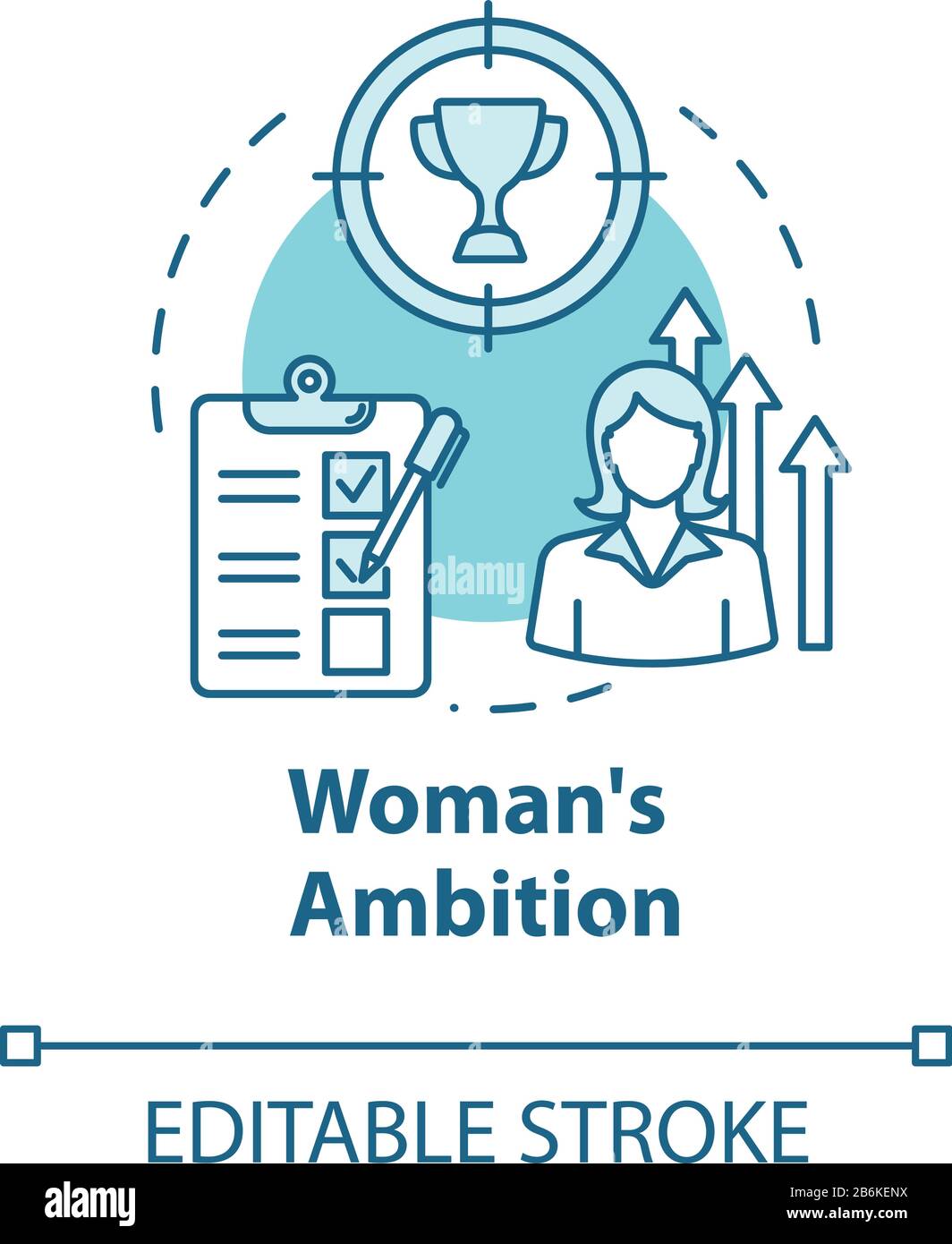 Womans ambition turquoise concept icon. Career opportunities. Work ...