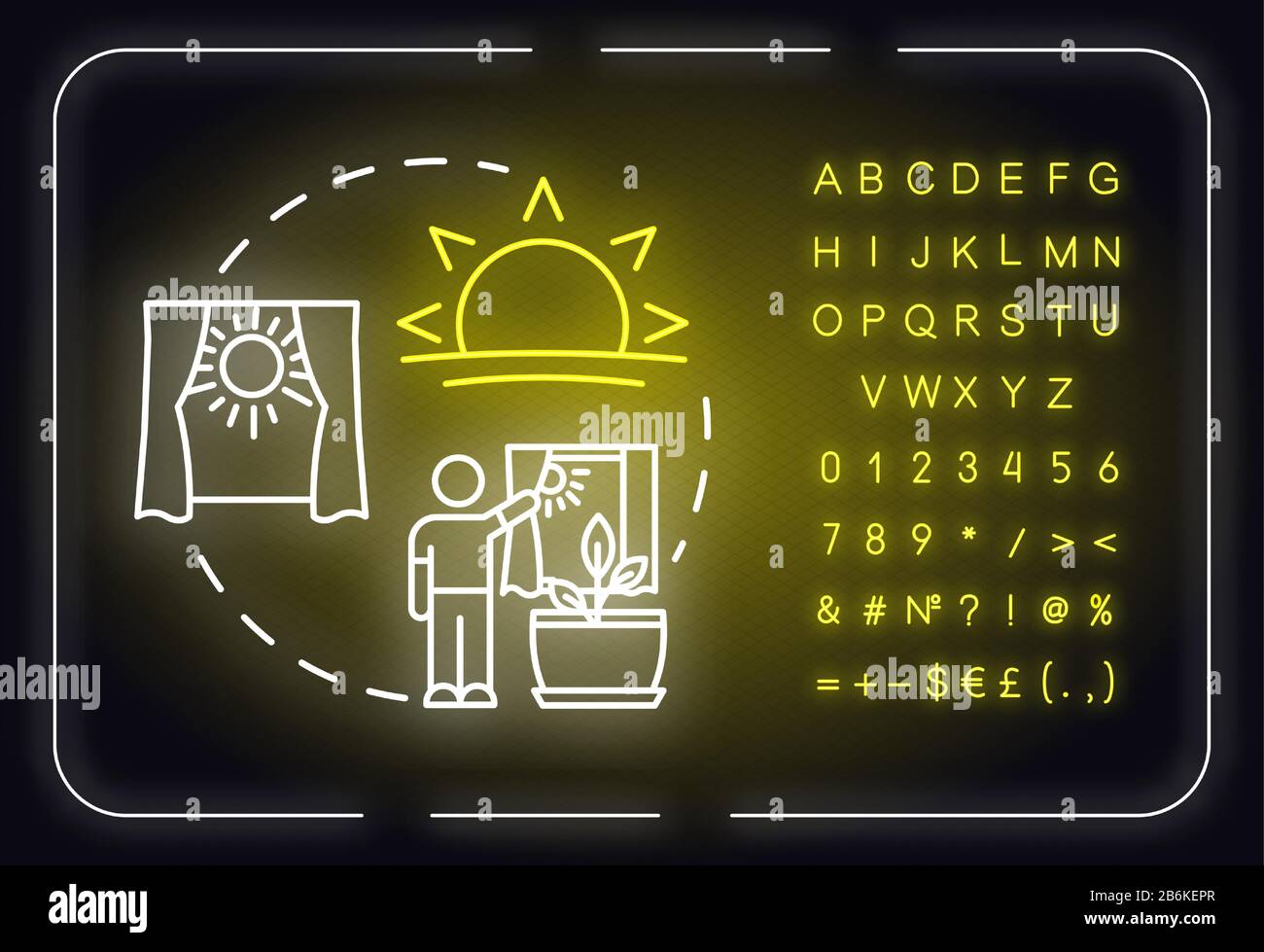Proper lighting neon light concept icon. Home gardening. Photosynthesis ...