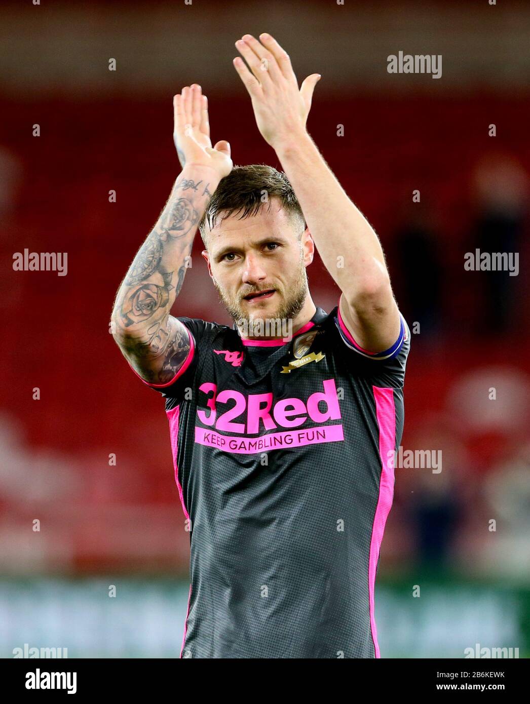 Leeds United's Liam Cooper applauds the fans after the final whistle ...
