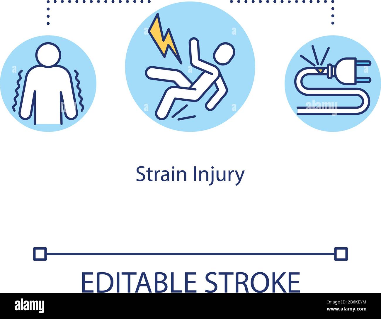 Strain injury, tendon traumatism concept icon. Anatomical abnormality ...