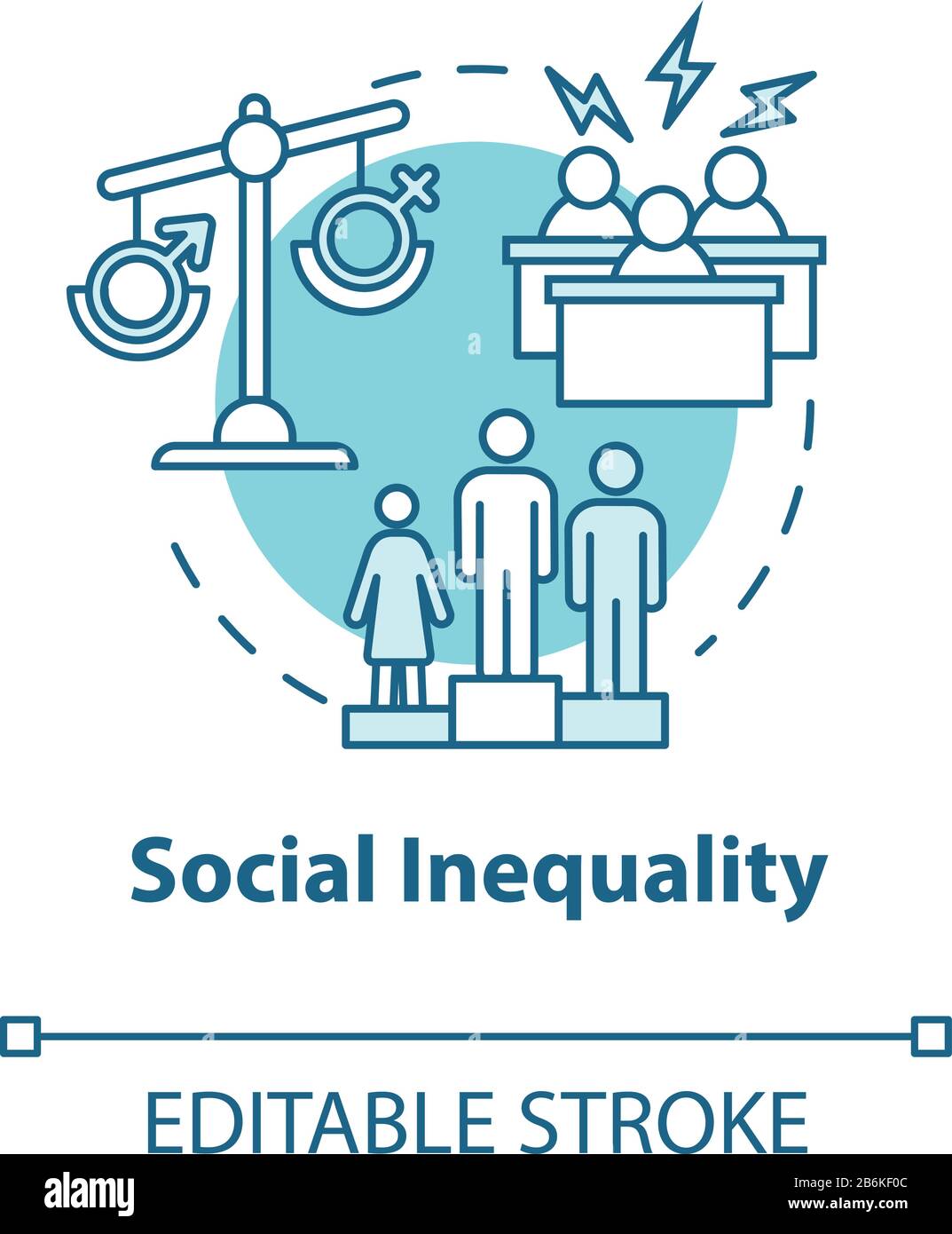 Social inequality turquoise concept icon. Unequal opportunities. Career ... Social inequality turquoise concept icon. Unequal opportunities. Career ...