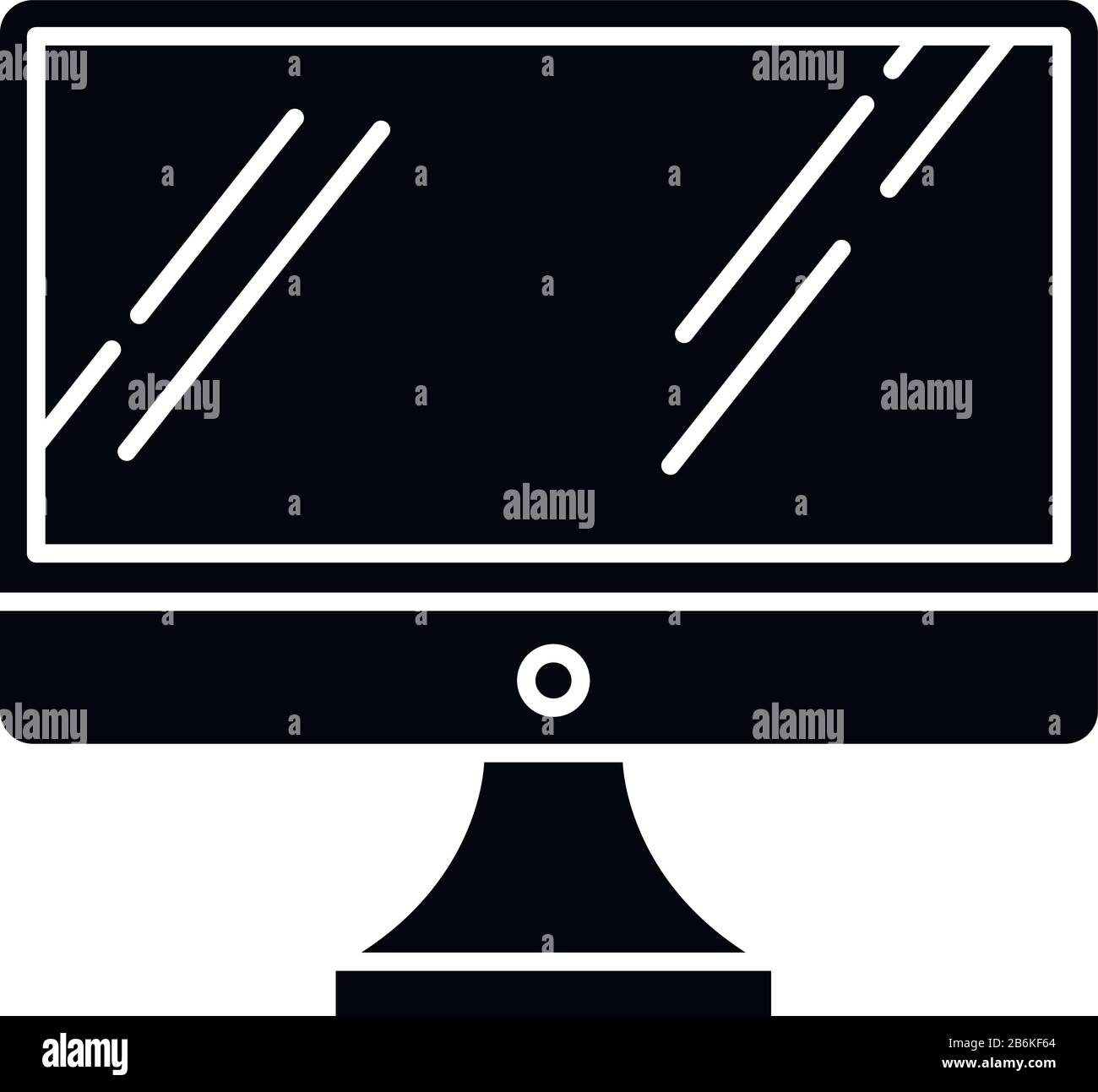 Desktop computer monitor black glyph icon. Regular personal computer. Display, screen ...