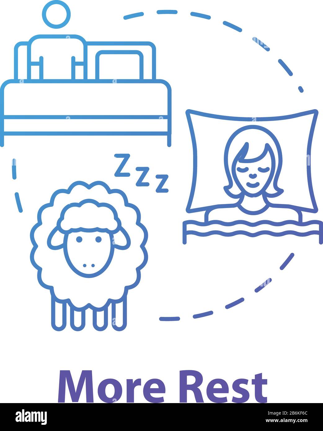 More rest concept icon. Sleep in bedroom. Personal relaxation ...