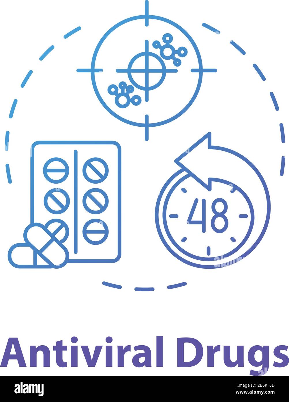 Antiviral drug concept icon. Pharmaceutical treatment. Antibiotic for ...