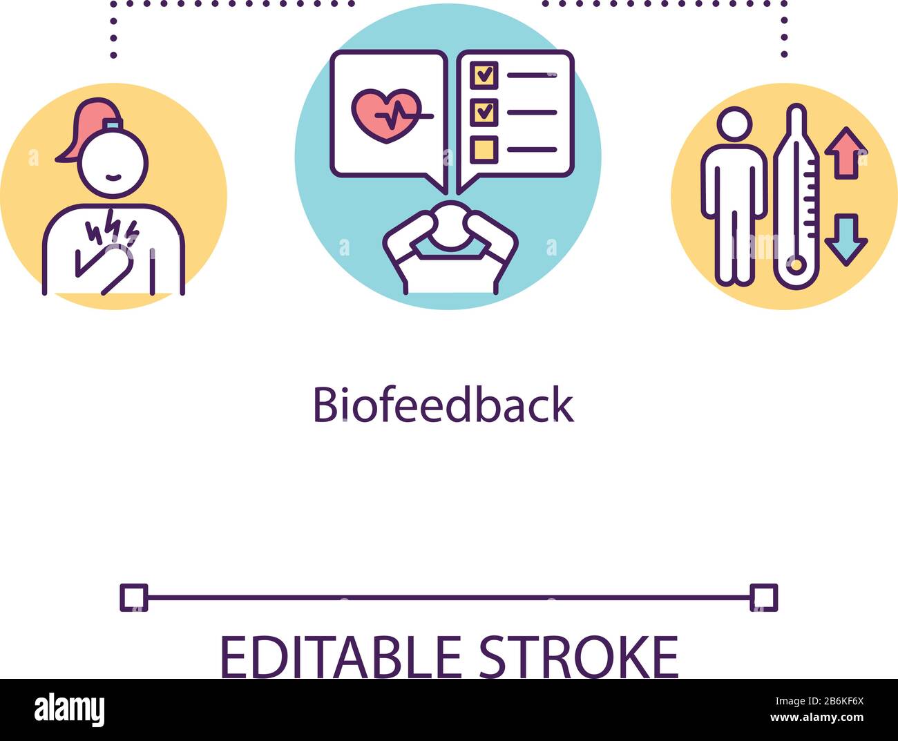 Biofeedback concept icon. Mind-body technique idea thin line ...