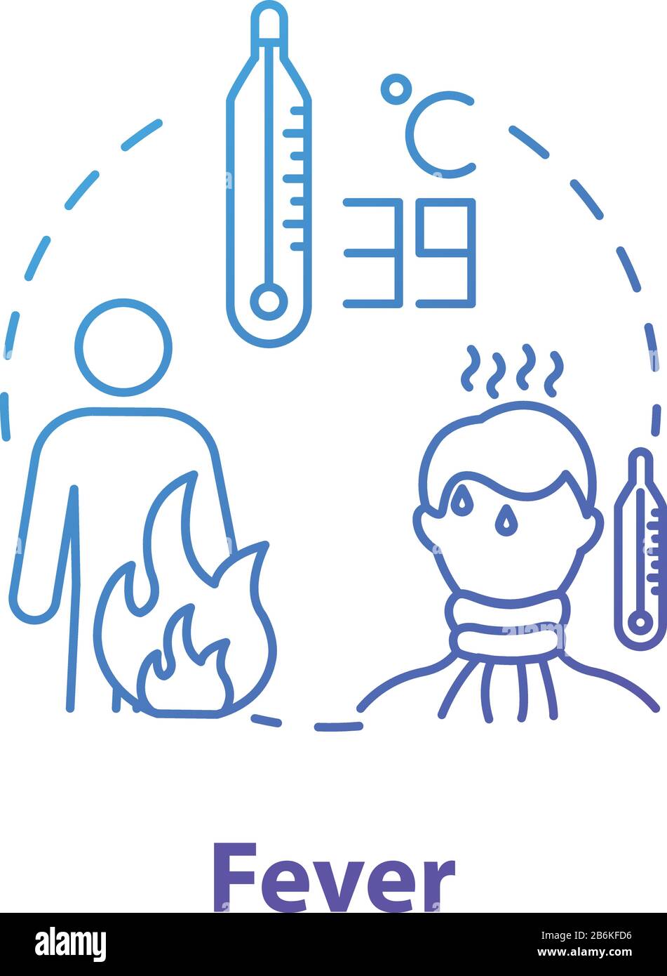 Fever concept icon. Health care. High temperature. Inflammation from ...
