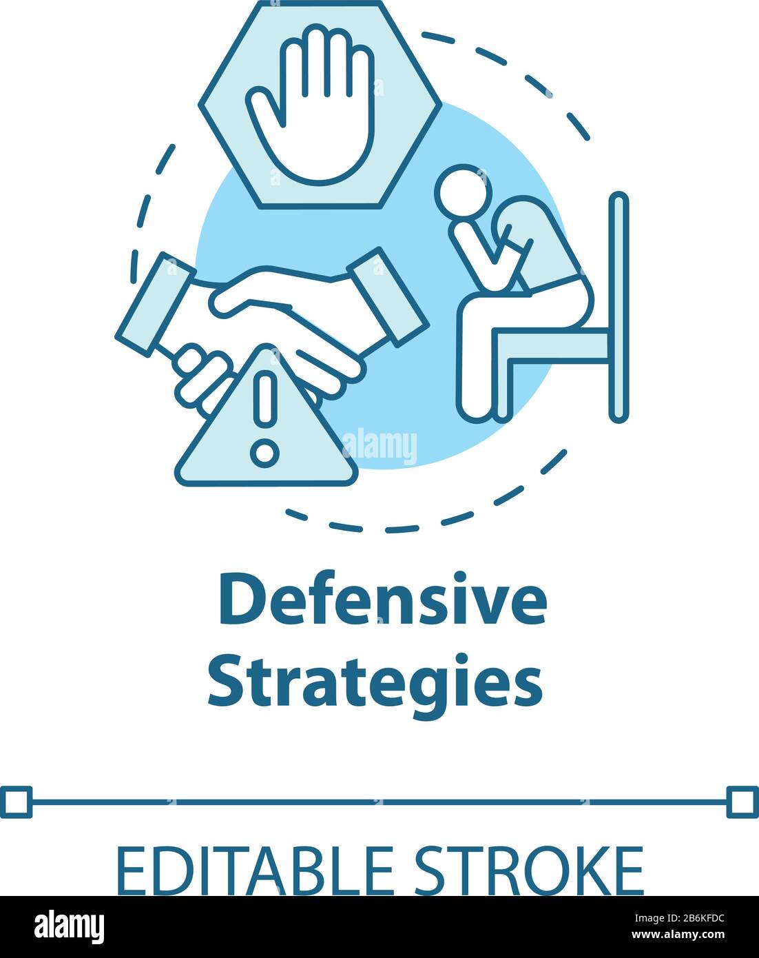 Defensive strategies concept icon. Safety tactic. Setting deals ...