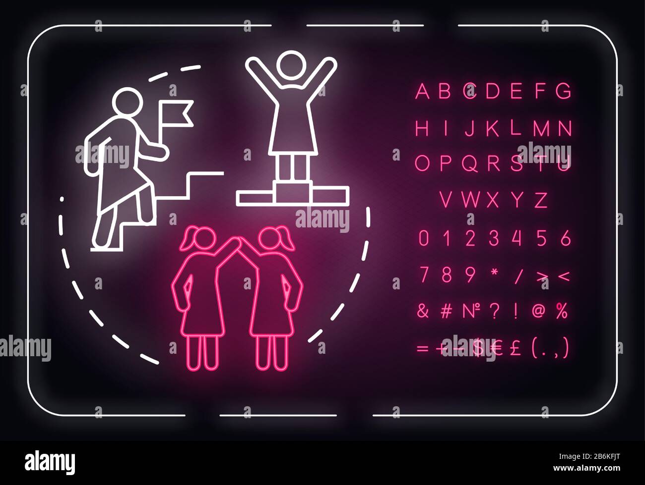 Female achievements neon light concept icon. Womens accomplishments ...