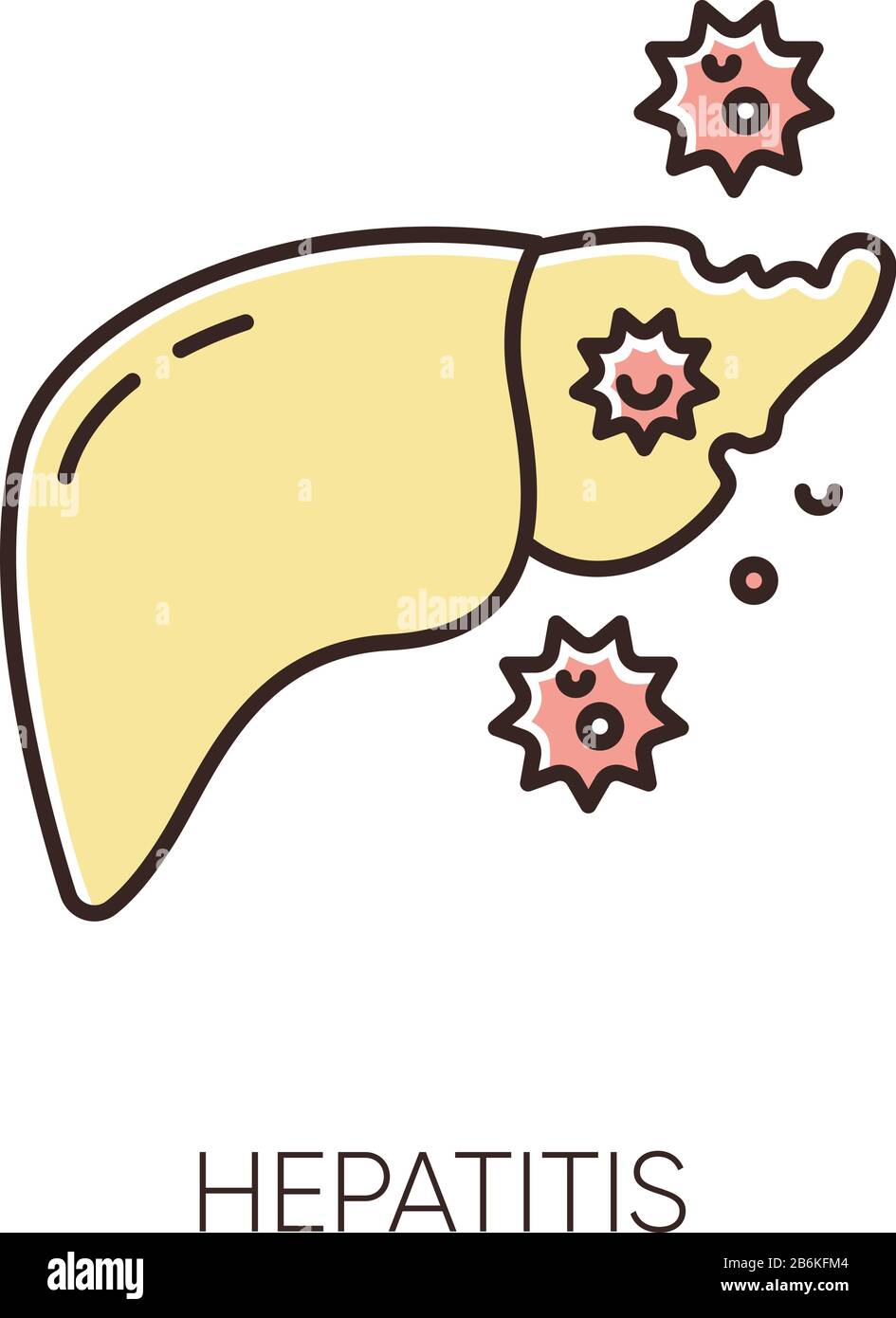 Hepatitis RGB color icon. Contagious liver disease, dangerous viral ...