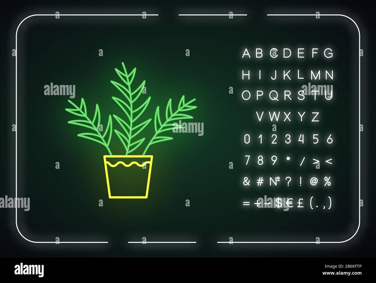 Parlor palm neon light icon. Chamaedorea elegans. Neanthe bella palm ...