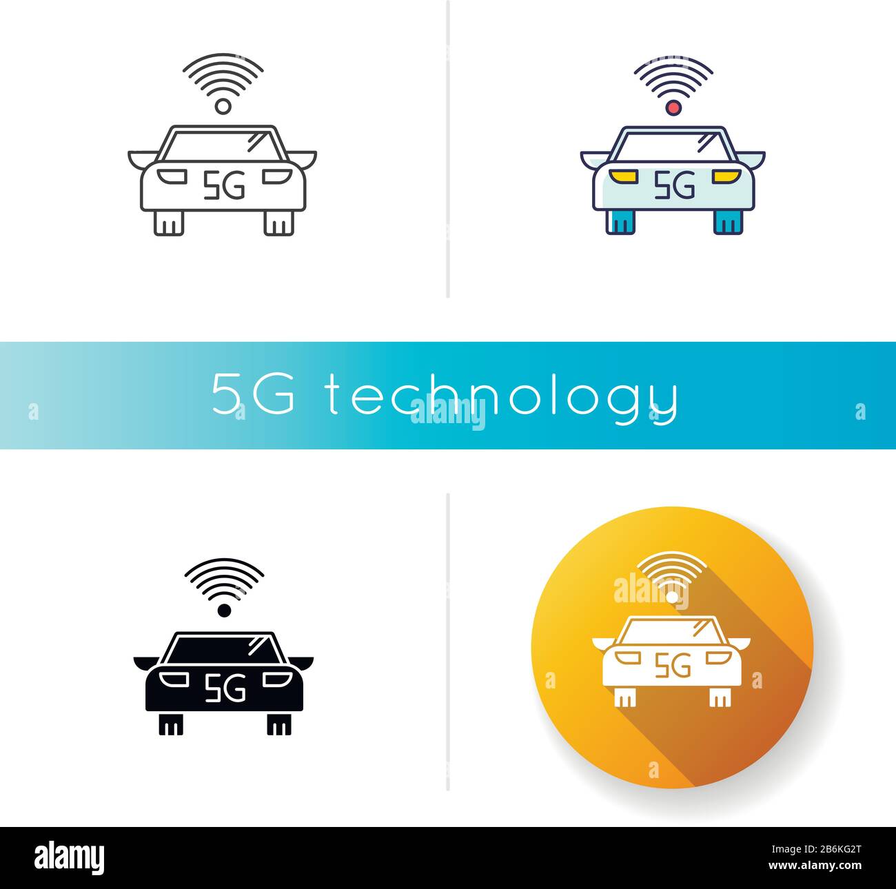 5G smart car icon. Self-driving vehicle. Autonomous driving. Driverless ...