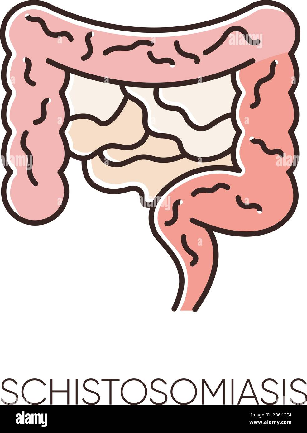Schistosomiasis RGB color icon. Viral gastroenterological disease ...