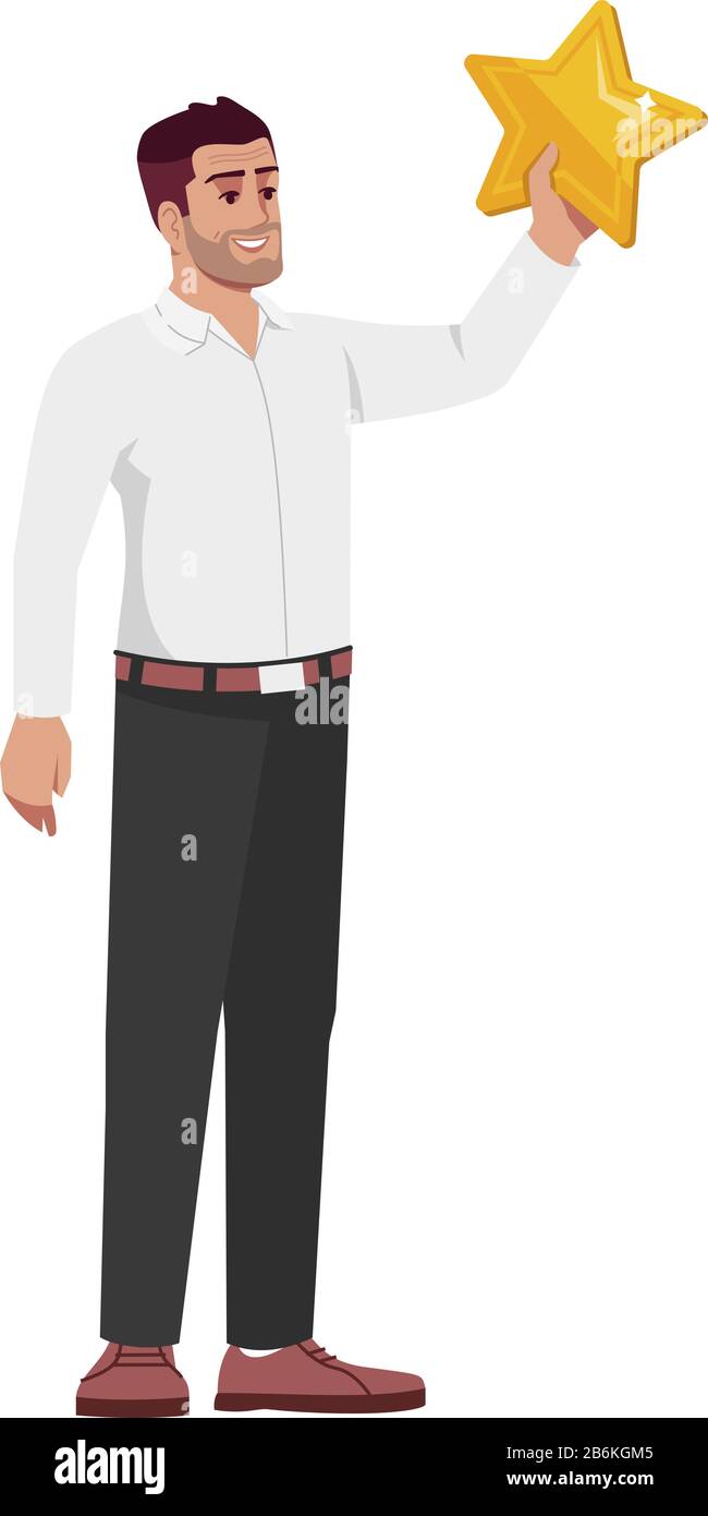 Ambitious employee semi flat RGB color vector illustration. Happy ...