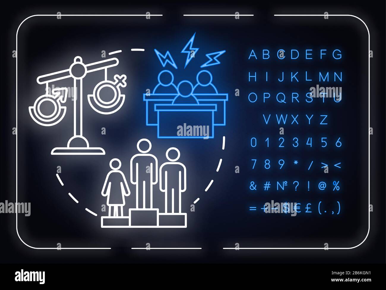 Social Inequality Neon Light Concept Icon Unequal Opportunities