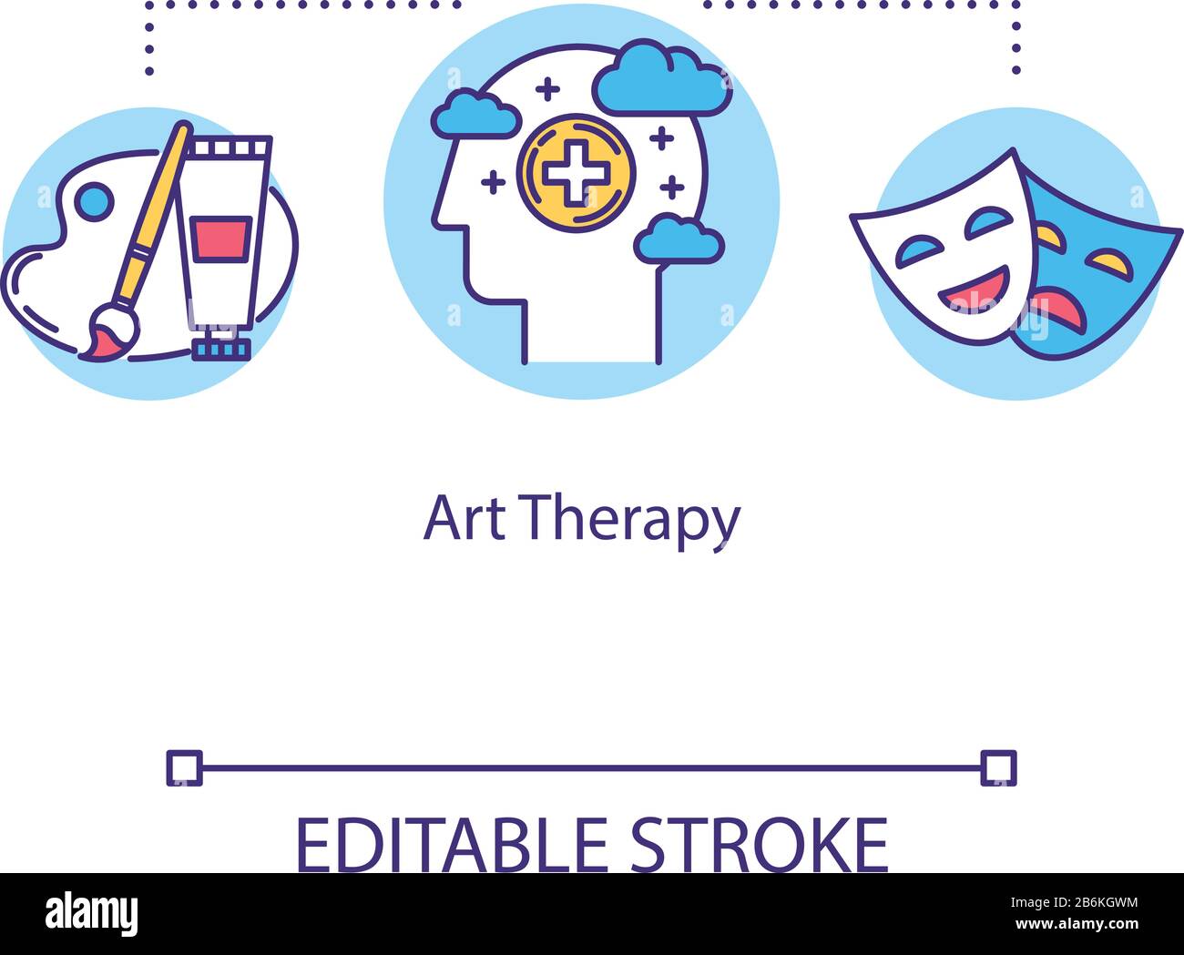 Art therapy concept icon. Psychotherapy idea thin line illustration ...