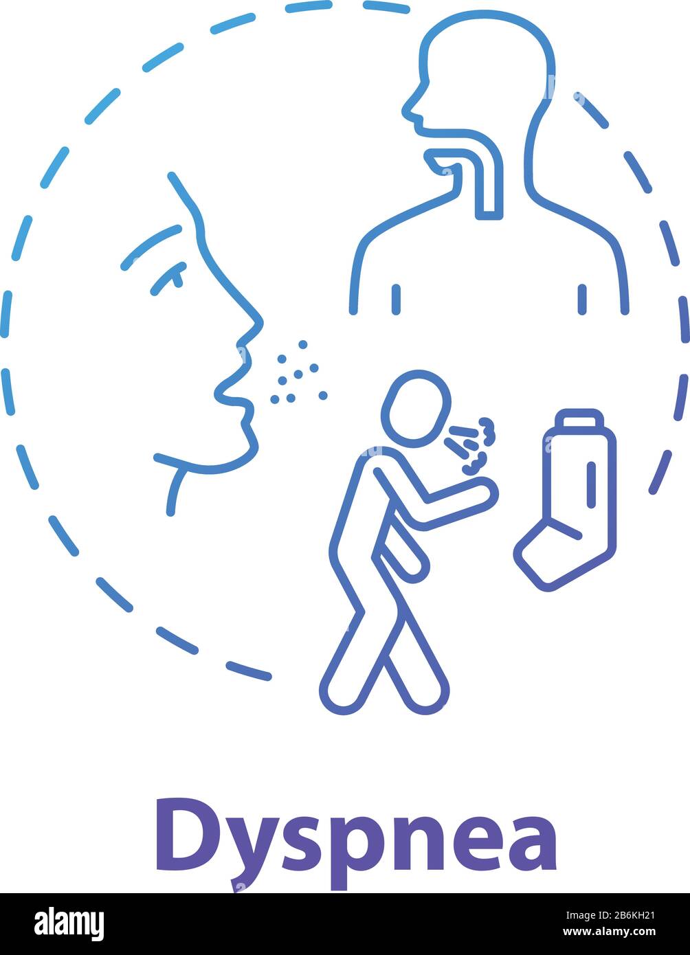 Dyspnea concept icon. Tension in chest. Shortness of breath. Asthma ...