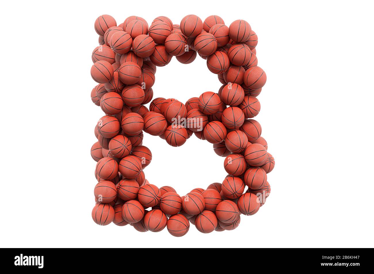 Letter B from basketball balls, 3D rendering isolated on white ...