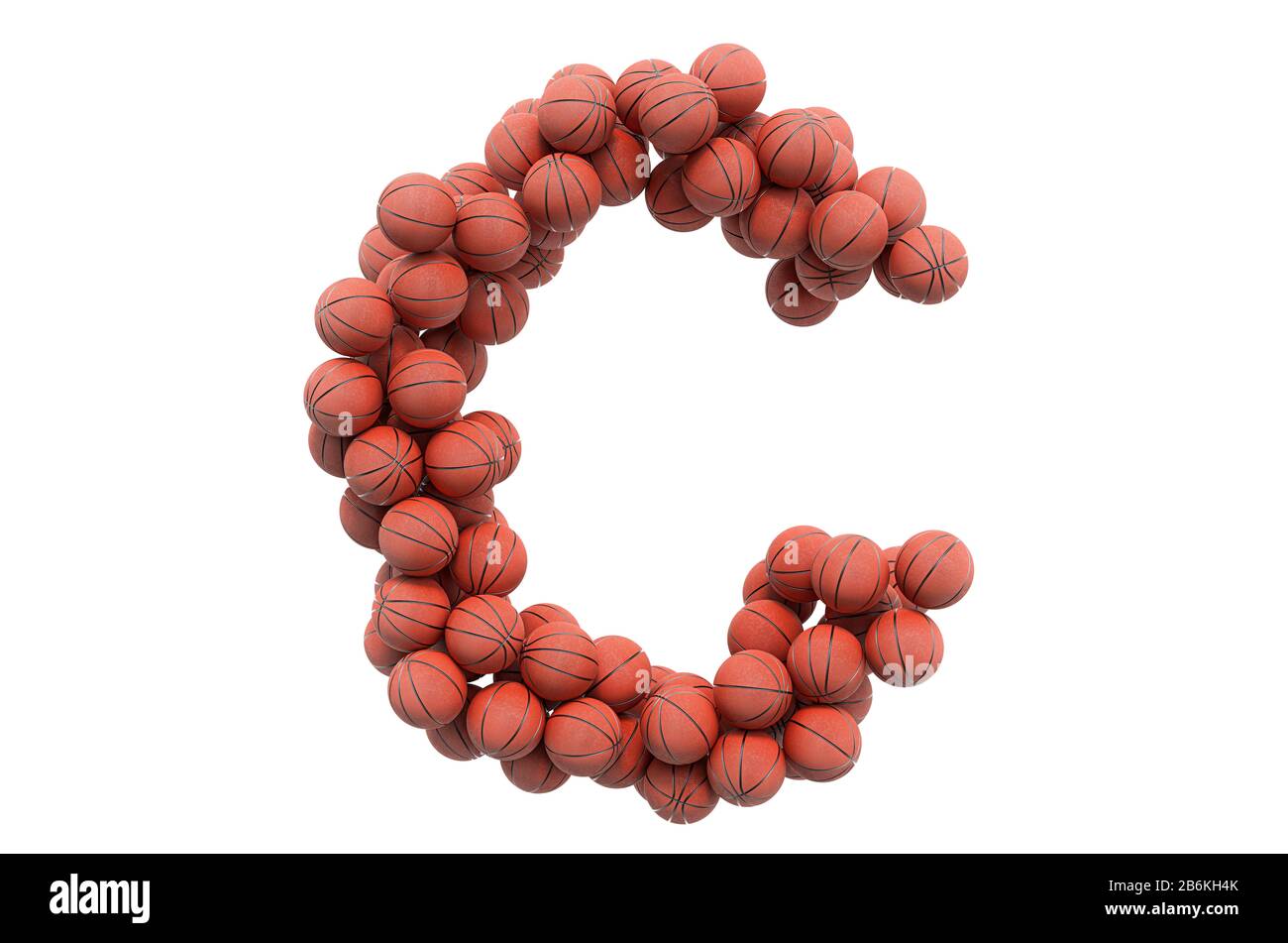 Letter C from basketball balls, 3D rendering isolated on white ...