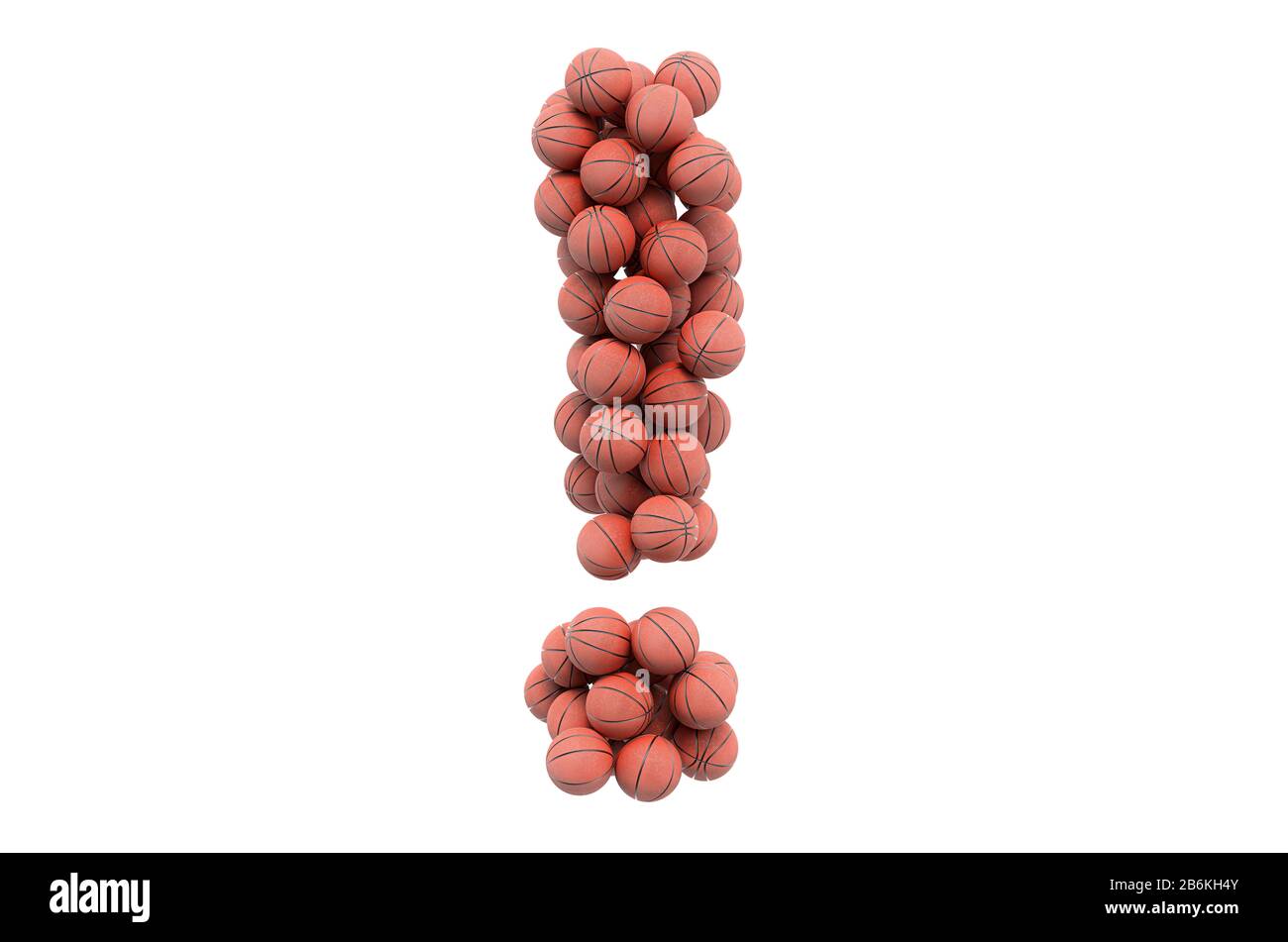 Exclamation mark from basketball balls, 3D rendering isolated on white ...