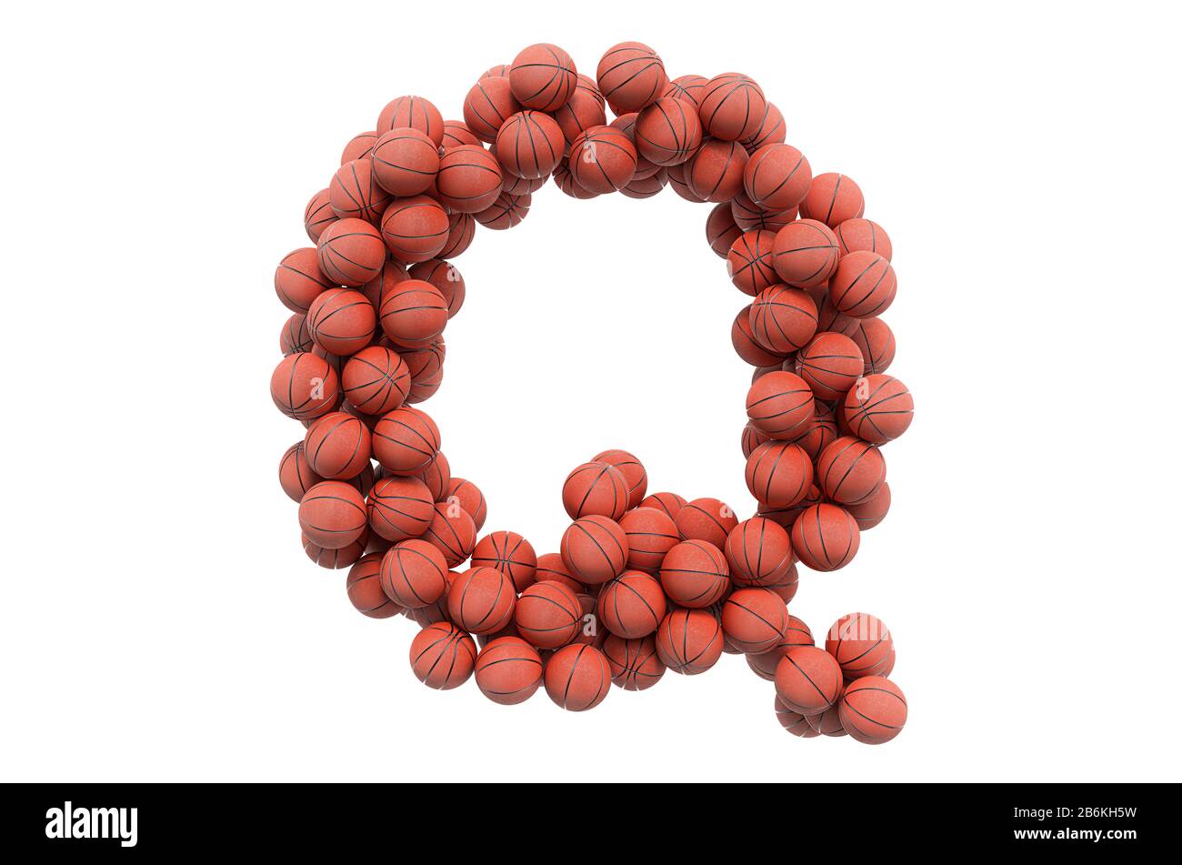 Letter Q from basketball balls, 3D rendering isolated on white ...