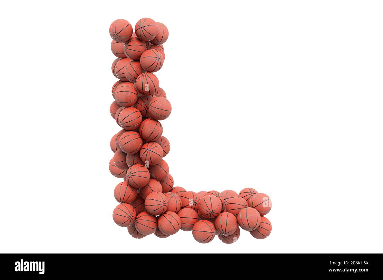 Letter L from basketball balls, 3D rendering isolated on white ...
